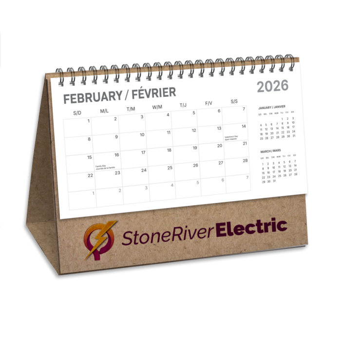 Kraft & Epic Black Desk Flip Calendars - Jay-Line