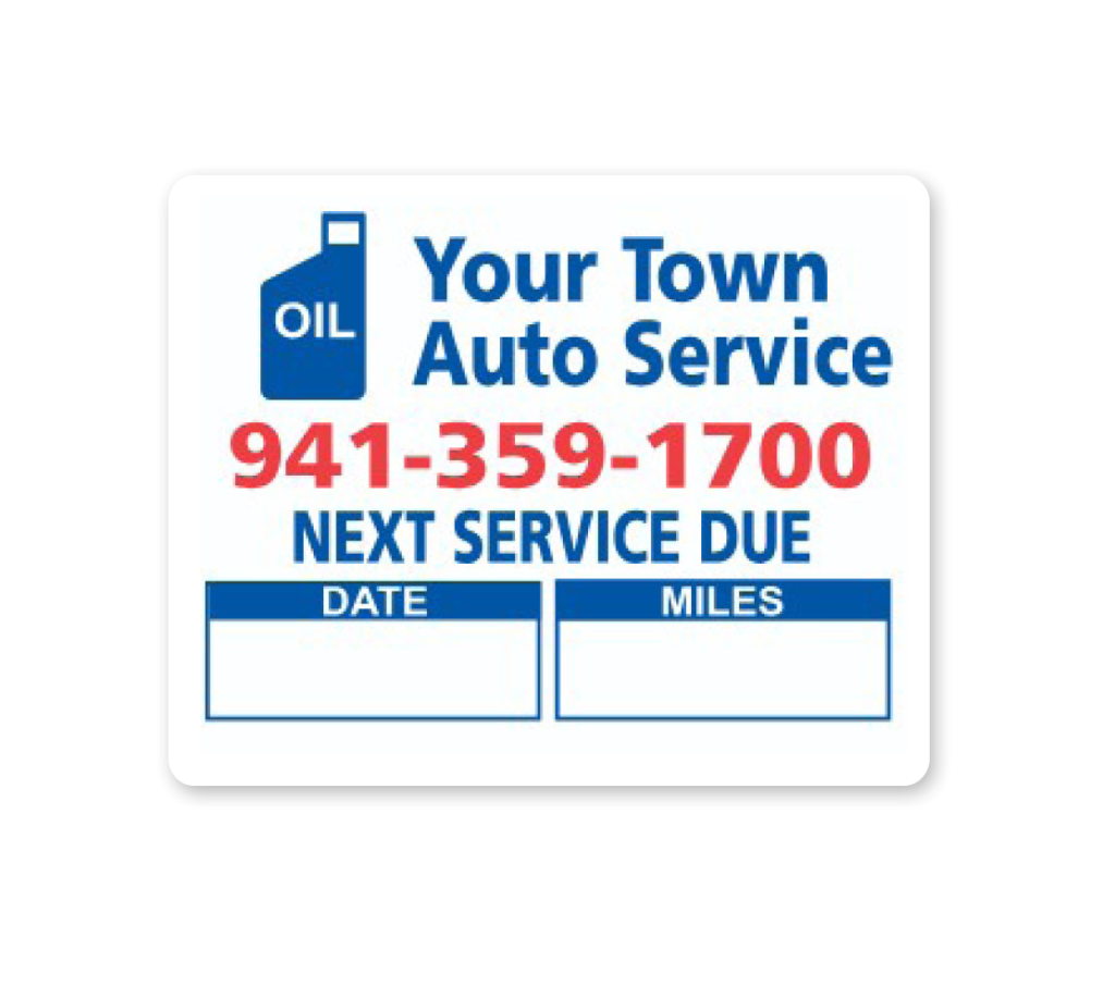 Oil Change Roll Stickers - Jay-Line